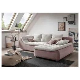 Ecksofa Inosign "Imola L-Form" Sofas Gr. B/H/T: 270cm x 90cm x 170cm, Cord, Recamiere rechts, mit Bettfunktion, rosa (rosa/silber) wahlweise mit Bettfunktion