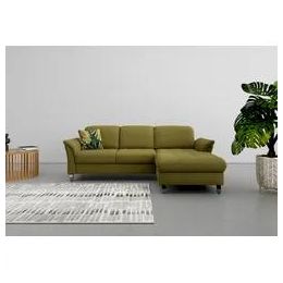 Sit & More Ecksofa SIT & MORE "Maggiore L-Form" Sofas Gr. B/H/T: 258cm x 88cm x 173cm, Soft clean, mega-Recamiere rechts, ohne Kopfteilverstellung-ohne Bettfunktion-ohne Bettkasten-Fussfarbe: Nickel satiniert, grün (olive) wahlweise mit Kopfteilverstellung, Bettfunktion und Bettkasten