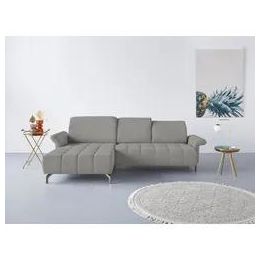 Ecksofa Inosign "Fresh L-Form" Sofas Gr. B/H/T: 281 cm x 79 cm x 185 cm, Chenille-Optik, mega-Recamiere links, mit Armteilverstellung-mit Kopfteilverstellung, grau (hellgrau) Federkern, wahlweise Kopfteilverstellung und motorischer Vorziehsitz