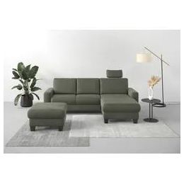 Ecksofa Home Affaire "Summer L-Form" Sofas Gr. B/H/T: 249cm x 91cm x 164cm, Feincord, Recamiere rechts, ohne Bettfunktion-ohne Bettkasten-ohne Federkern, grün (olive) mit Recamiere, oder ohne Bettfunktion und Bettkasten, Cord-Bezug