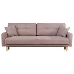 3-Sitzer Home Affaire "Triplo wahlweise mit Bettfunktion und Bettkasten" Sofas Gr. B/H/T: 215 cm x 89 cm x 100 cm, Luxus-Microfaser weich, mit Bettfunktion-mit Bettkasten, rosa (flamingo) incl. Zierkissen, BTH: 21510089 cm Liegefläche 191 x 145