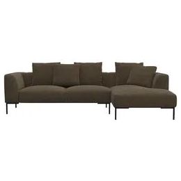 Ecksofa FLEXLUX "Sava Designsofa, bequem und komfortabel, L-Form" Sofas Gr. B/H/T: 329cm x 94cm x 166cm, Lederoptik, Recamiere rechts, braun (camel brown) Taschenferderkern-Sitz mit Kaltschaum, lose Rücken- & Dekokissen