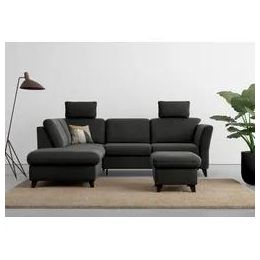 Ecksofa Home Affaire "Trelleborg L-Form" Sofas Gr. B/H/T: 252cm x 86cm x 213cm, Feincord, Ottomane links, mit Bettfunktion-mit Stauraum, grau (anthrazit) wahlweise mit Bettfunktion und Bettkasten, inkl. Federkern-Polsterung