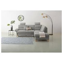 Ecksofa Home Affaire "Westerland L-Form" Sofas Gr. B/H/T: 238cm x 90cm x 213cm, Chenille-Optik, Ottomane rechts, ohne Bettfunktion, ohne Stauraum ohne Armlehnfunktion, grau (hellgrau) Federkern-Polsterung, wahlweise mit Bettfunktion, Bettkasten