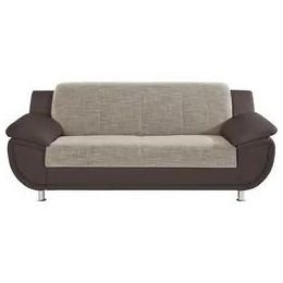 3-Sitzer Trendmanufaktur Sofas Gr. B/H/T: 207cm x 85cm x 94cm, Kunstleder SOFTLUX-Struktur, Mit Federkern, braun (braun/sand/beige) wahlweise mit Federkern