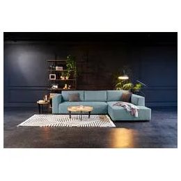 Ecksofa Tom Tailor HOME "HEAVEN STYLE XL" Sofas Gr. B/H/T: 302cm x 85cm x 221cm, Struktur grob TCU, Recamiere rechts, ohne Bettfunktion-ohne Bettkasten-Kunststofffuß, blau (fresh tcu 6) aus der COLORS COLLECTION, wahlweise mit Bettfunktion & Bettkasten