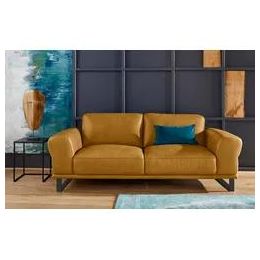 2,5-Sitzer W.Schillig "montanaa" Sofas Gr. B/H/T: 212cm x 78cm x 94cm, Longlife Xtra-Leder Z69, gelb (kurkuma z69) mit Metallkufen in Schwarz pulverbeschichtet, Breite 212 cm