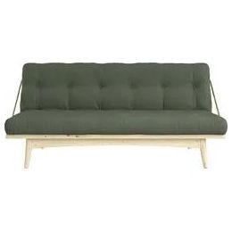 Schlafsofa KARUP DESIGN "Folk" Sofas Gr. B/H/T: 190cm x 90cm x 130cm, Gestell: Natur, grün (olivgrün) aus massiven Kiefernholz, inkl. Futonmatratze