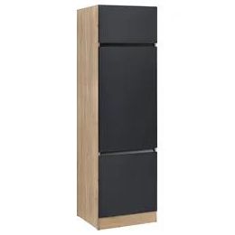 Seitenschrank Optifit "Roth" Schränke Gr. B/H/T: 60cm x 206,8cm x 57,1cm, 2 St., Komplettausführung, schwarz (anthrazit/wildeichefarben) Breite 60 cm