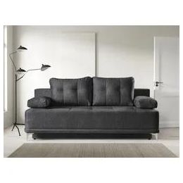 Schlafsofa WERK2 "Madrid" Sofas Gr. B/H/T: 200cm x 93cm x 93cm, Luxus-Microfaser weich, Schlafsofa mit Bettkasten, grau (anthrazit) 2-Sitzer Sofa & Schlafcouch