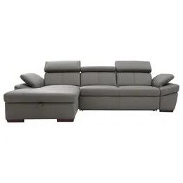 Ecksofa exxpo - SOFA FASHION "Salerno, klassisch modernes Funktionssofa, hoher Sitzkomfort, L-Form" Sofas Gr. B/H/T: 280 cm x 77 cm x 170 cm, Lederfaserstoff, Recamiere links, mit Bettfunktion-mit Bettkasten, grau (elefant) inkl. Kopf- und Armteilverstellung, wahlweise mit Bettfunktion