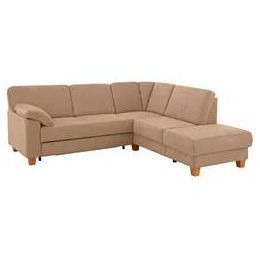 Ecksofa Home Affaire "Belfort L-Form" Sofas Gr. B/H/T: 243cm x 88cm x 91cm, Luxus-Microfaser ALTARA NUBUCK, Ottomane rechts, ohne Bettfunktion, braun mit Federkern, wahlweise Bettfunktion und Stauraum