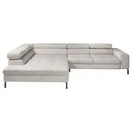 Ecksofa Gallery M BRANDED BY MUSTERRING "Felicia Due L-Form" Sofas Gr. B/H/T: 312cm x 69cm x 216cm, Feincord, mega-Recamiere links, ohne Sitzvorzug, silberfarben (silber) Wahlweise mit Sitzvorzug, inkl. Kopfteilverstellung, Sitzhöhe 40 cm