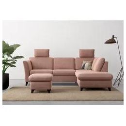 Ecksofa Home Affaire "Trelleborg L-Form" Sofas Gr. B/H/T: 252 cm x 86 cm x 213 cm, Feincord, Ottomane rechts, ohne Bettfunktion-ohne Stauraum, rosa (altrosa) wahlweise mit Bettfunktion und Bettkasten, inkl. Federkern-Polsterung