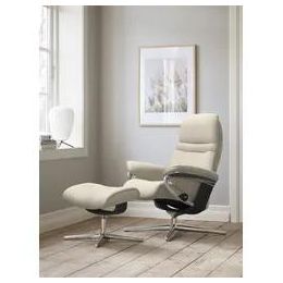 Relaxsessel stressless "Sunrise" Sessel Gr. Struktur fein JASMINE, Cross Base Schwarz, Relaxfunktion-Drehfunktion-PlusTMSystem-Gleitsystem-BalanceAdaptTM, B/H/T: 92 cm x 105 cm x 80 cm, beige (beige jasmine) mit Cross Base, Größe S, M & L, Holzakzent Schwarz