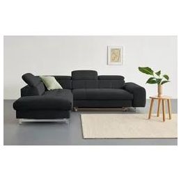 Ecksofa COTTA "Chef L-Form" Sofas Gr. B/H/T: 257cm x 72cm x 206cm, Luxus-Microfaser, Ottomane links, mit Kopfteilverstellung-ohne Bettfunktion, grau (lava) mit Kopfteilverstellung, wahlweise Bettfunktion