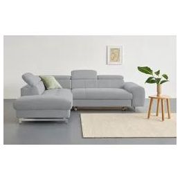 Ecksofa COTTA "Chef L-Form" Sofas Gr. B/H/T: 257cm x 72cm x 206cm, Luxus-Microfaser, Ottomane links, mit Kopfteilverstellung-mit Bettfunktion, grau (smoke) mit Kopfteilverstellung, wahlweise Bettfunktion