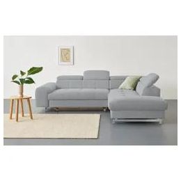 Ecksofa COTTA "Chef L-Form" Sofas Gr. B/H/T: 257cm x 72cm x 206cm, Luxus-Microfaser, Ottomane rechts, mit Kopfteilverstellung-ohne Bettfunktion, grau (smoke) mit Kopfteilverstellung, wahlweise Bettfunktion