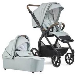 Kombi-Kinderwagen Gesslein "FX4 Soft+ mit Aufsatz Swing schwarz, mintgrün meliert", grün (mintgrün meliert), Baby, Kinderwagen, mit Babywanne C3 und Babyschalenadapter