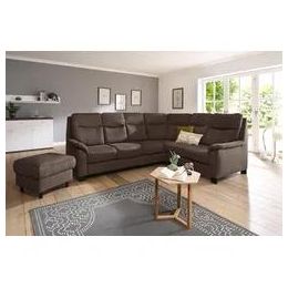 Ecksofa Home Affaire "Boccaccio L-Form" Sofas Gr. B/H/T: 265cm x 104cm x 215cm, Luxus-Microfaser ALTARA NUBUCK, langer Schenkel links, ohne Bettfunktion, braun mit Federkern, incl. Kopfteilverstellung, wahlweise Bettfunktion