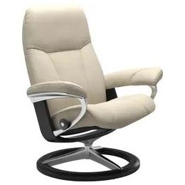 Relaxsessel stressless "Consul" Sessel Gr. Leder BATICK, Signature Base Schwarz, BalanceAdaptTM-PlusTMSystem-Gleitsystem-Relaxfunktion-Drehfunktion-Kopfstützenverstellung-Rückteilverstellung, B/H/T: 78cm x 97cm x 70cm, beige (cream batick) mit Signature Base, Größe S, Gestell Schwarz