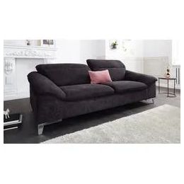 2,5-Sitzer COTTA "Teresa", schwarz, B:235cm H:84cm T:109cm, Chenille (90% Polyester; 10% Polyamid ), Struktur (100% Polyester ), Sofas, inklusive Kopfteilverstellung