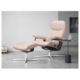 Relaxsessel stressless "Consul" Sessel Gr. ROHLEDER Stoff Q2 FARON, Cross Base Wenge, Relaxfunktion-Drehfunktion-PlusTMSystem-Gleitsystem-BalanceAdaptTM, B/H/T: 78cm x 97cm x 70cm, pink (light q2 faron) mit Hocker, Cross Base, Größe S, M & L, Holzakzent Wenge