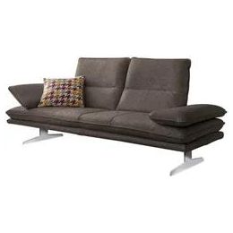 2,5-Sitzer W.Schillig "broadway" Sofas Gr. B/H/T: 236cm x 94cm x 96cm, Flachgewebe S22, Longchair links, mit Sitztiefenverstellung-mit Kopfteilverstellung-mit Seitenteilverstellung, braun (tobacco s22) Sitztiefenverstellung, Kopfteil- & Seitenteilverstellung, Breite 236cm