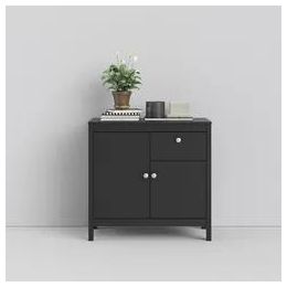 Sideboard Home Affaire "Madrid, Aufbewahrung, Schubladenschrank, Sideboard" Sideboards Gr. B/H/T: 82,1cm x 79,7cm x 38,4cm,, schwarz (schwarz matt) mit 2 Türen und Schublade, Breite 82 cm, Höhe 80 cm