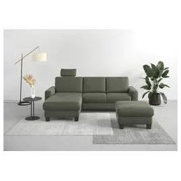 Ecksofa Home Affaire "Summer L-Form" Sofas Gr. B/H/T: 249 cm x 91 cm x 164 cm, Feincord, Recamiere links, ohne Bettfunktion-ohne Bettkasten-mit Federkern, grün (olive) mit Recamiere, oder ohne Bettfunktion und Bettkasten, Cord-Bezug