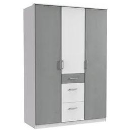 Kleiderschrank wimex "Click" Schränke Gr. B/H/T: 135cm x 199cm x 58cm, 3 St., weiß (weiß/beton-nachbildung lichtgrau) Drehtürenschrank Kleiderschrank Schränke ohne Spiegel