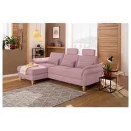 Ecksofa Home Affaire "Palace L-Form" Sofas Gr. B/H/T: 266cm x 89cm x 164cm, Struktur fein, Recamiere links, ohne Bettfunktion-ohne Bettkasten, rosa (rose) incl. Sitztiefenverstellung, wahlweise mit Bettfunktion und Stauraum