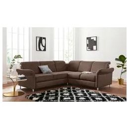 Sit & More Ecksofa SIT & MORE "Darwin L-Form" Sofas Gr. B/H/T: 249cm x 83cm x 229cm, Flachgewebe, langer Schenkel links, ohne Kopfteilverstellung-ohne Bettfunktion-ohne Schubladenstauraum, braun (cognac) inklusive Federkern, wahlweise mit Kopfteilverstellung, Bettfunktion