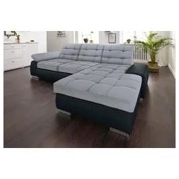 Sit & More Ecksofa SIT & MORE "Ontario L-Form" Sofas Gr. B/H/T: 280cm x 75cm x 183cm, Luxus-Microfaser ALTARA NUBUCK-Struktur fein, Recamiere rechts, ohne Bettfunktion-XXL, grau (schwarz/hellgrau) XXL, wahlweise mit Bettfunktion