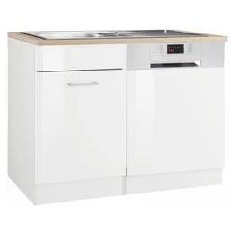 Spülenschrank KOCHSTATION "KS-Utah", weiß (weiß hochglanz), B:110cm H:85cm T:60cm, Schränke, Breite 110 cm, mit Tür/Sockel für Geschirrspüler