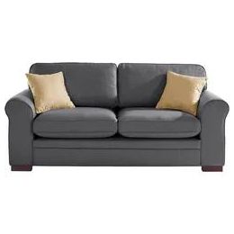 2-Sitzer Home Affaire "Broughton" Sofas Gr. B/H/T: 203 cm x 92 cm x 94 cm, Struktur, grau (anthrazit) weicher Sitzkomfort, incl. 2 Zierkissen, Keder