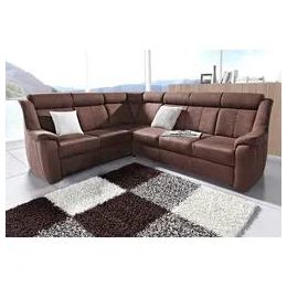 Sit & More Ecksofa SIT & MORE "Basel L-Form" Sofas Gr. B/H/T: 261cm x 98cm x 211cm, Kunstleder SOFTLUX, langer Schenkel rechts, mit Relaxfunktion, braun (mokka) wahlweise mit Relaxfunktion