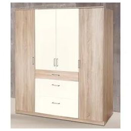 Kleiderschrank wimex "Click", weiß (struktureichefarben hell, weiß), B:180cm H:199cm T:58cm, Schränke, Drehtürenschrank Kleiderschrank, ohne Spiegel