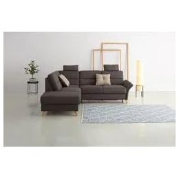 Ecksofa Home Affaire "Westerland L-Form" Sofas Gr. B/H/T: 238cm x 90cm x 213cm, Luxus-Microfaser ALTARA NUBUCK, Ottomane links, ohne Bettfunktion, ohne Stauraum ohne Armlehnfunktion, braun (dunkelbraun) Federkern-Polsterung, wahlweise mit Bettfunktion, Bettkasten