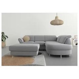 Sit & More Ecksofa SIT & MORE "Apulia L-Form", grau (hellgrau), B:250cm H:78cm T:212cm, Webstoff (100% Polyester), Struktur weich (90% Polyester, 10% Polyamid), Luxus-Micofaser Euphoria (100% Polyester), Samtoptik (100% Polyester), Sofas, wahlweise Bettfunktion, Bettkasten und Kopf- und Armteilverstellung