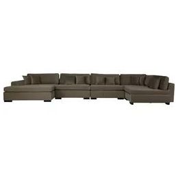 Guido Maria Kretschmer Home & Living Wohnlandschaft GUIDO MARIA KRETSCHMER HOME & LIVING "Skara XXL U-Form" Sofas Gr. B/H/T: 510cm x 86cm x 250cm, Samtoptik, Recamiere links, grau (taupe) Lounge-Sofa XXL mit Federkern-Polsterung, in vielen Bezugsvarianten