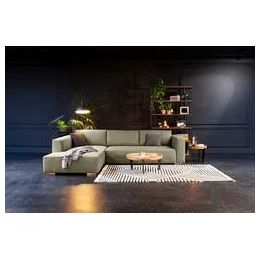 Ecksofa Tom Tailor HOME "HEAVEN STYLE XL" Sofas Gr. B/H/T: 302cm x 85cm x 221cm, Struktur grob TCU, Recamiere links, ohne Bettfunktion-ohne Bettkasten-Metallfuß, grün (light olive tcu 23) aus der COLORS COLLECTION, wahlweise mit Bettfunktion & Bettkasten