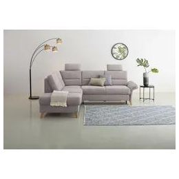 Ecksofa Home Affaire "Westerland L-Form" Sofas Gr. B/H/T: 238cm x 90cm x 213cm, Chenille-Optik, Ottomane links, mit Bettfunktion, Stauraum und Armlehnfunktion, rosa (rose) Federkern-Polsterung, wahlweise mit Bettfunktion, Bettkasten