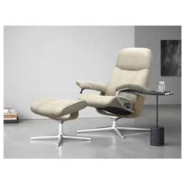 Relaxsessel stressless "Consul", beige (beige jasmine), B:78cm H:97cm T:70cm, Struktur fein JASMINE (90% Polyester, 10% Baumwolle), Sessel, mit Cross Base, Größe S, M & L, Holzakzent Eiche