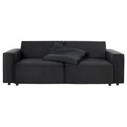 Schlafsofa Inosign "Marva" Sofas Gr. B/H/T: 245cm x 90cm x 102cm, Samtvelours, mit Bettfunktion-mit Bettkasten, schwarz (schwarz/grau) incl. Bettfunktion und Bettkasten, Federkern