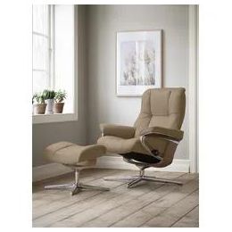 Relaxsessel stressless "Mayfair" Sessel Gr. Microfaser DINAMICA, Cross Base Eiche, Relaxfunktion-Drehfunktion-PlusTMSystem-Gleitsystem-BalanceAdaptTM, B/H/T: 79cm x 102cm x 73cm, braun (sand dinamica) mit Hocker, Cross Base, Größe S, M & L, Holzakzent Eiche