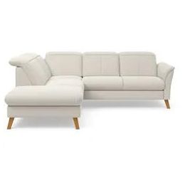 Sit & More Ecksofa SIT & MORE "Romero L-Form" Sofas Gr. B/H/T: 250cm x 91cm x 220cm, Struktur weich, Ottomane links, ohne Federkern-ohne Kopfteilverstellung-ohne Bettfunktion-ohne Stauraum-ohne TV-motorisch, beige (creme) wahlweise mit oder ohne TV-Funktion, Bettfunktion, Bettkasten