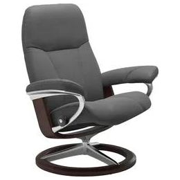 Relaxsessel stressless "Consul", grau (grau batick), B:82cm H:102cm T:72cm, Leder BATICK: BATICK ist ein leicht korrigiertes, durchgefärbtes und genarbtes Möbelleder, bei dem die meisten Unebenheiten und Spuren in der Regel entfernt wurden., Leder PALOMA: PALOMA ist ein durchgefärbtes Semianilin-Möbelleder mit natürlicher Narbung., ROHLEDER Stoff Q2 FARON: Ein fester zuverlässiger Bouclu00e9 mit e