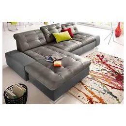 Sit & More Ecksofa SIT&MORE "Palomino L-Form" Sofas Gr. B/H/T: 284 cm x 84 cm x 109 cm, Kunstleder SOFTLUX-NaturLEDER, Recamiere links, mit Bettfunktion-XXL, grau (fango, delfin) wahlweise XL oder XXL und mit Bettfunktion