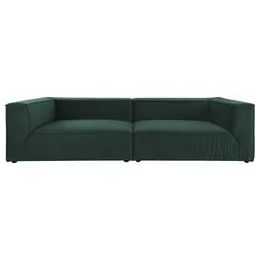 Big-Sofa Tom Tailor HOME "BIG CUBE" Sofas Gr. B/H/T: 270cm x 66cm x 129cm, Samtstoff TSV, mit Sitztiefenverstellung, blau (aquamarine tsv 57) in 2 Breiten, wahlweise mit Sitztiefenverstellung, Tiefe 129 cm